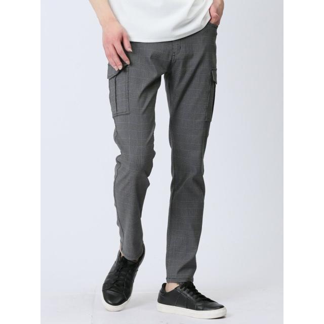 m．f．エディトリアル（m．f．editorial）/m．f．エディトリアル 接触冷感ストレッチ スリムカーゴパンツ チェック