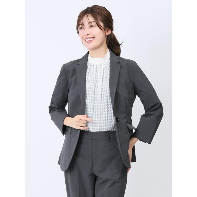 m．f．エディトリアル（m．f．editorial）/m．f．エディトリアル クールドッツ 1ボタン7分袖ジャケット グレー(セットアップ可能)