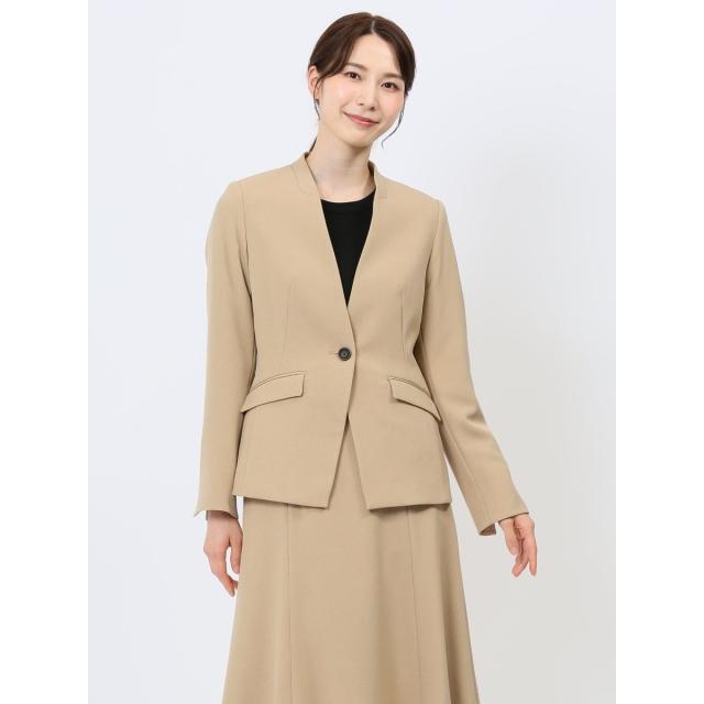 m．f．エディトリアル（m．f．editorial）/ストレッチウォッシャブル カラーレスジャケット キャメル(セットアップ可能)