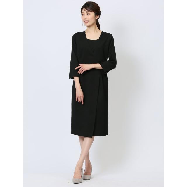 【NEW】m．f．エディトリアル（m．f．editorial）/ウーリッシュ カシュクールワンピース 黒(セットアップ可能)