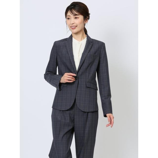 m．f．エディトリアル（m．f．editorial）/m．f．エディトリアル DELEGANT チェック柄 1ボタンジャケット 紺(セットアップ可能)