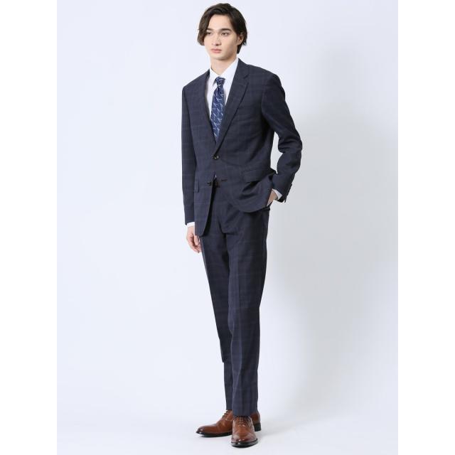 m．f．エディトリアル（m．f．editorial）/【ウール混 ストレッチ】m．f．エディトリアル 2ボタン2ピース セットアップスーツ チェック紺