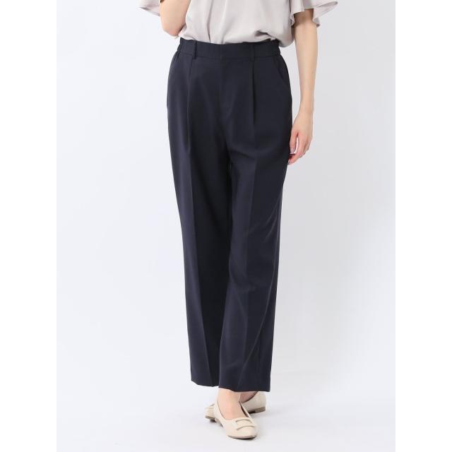 m．f．エディトリアル（m．f．editorial）/【ストレッチ ウォッシャブル】m．f．エディトリアル 麻調 ワイドパンツ 紺(セットアップ可能)