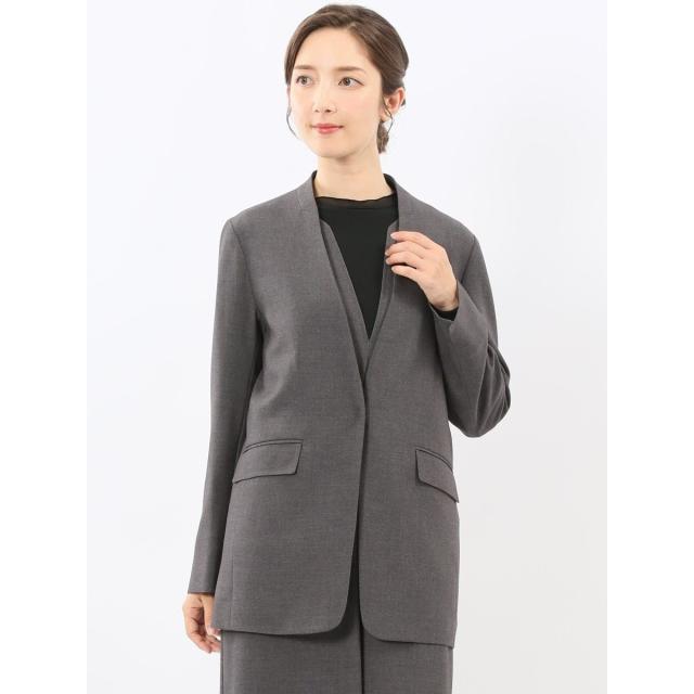 m．f．エディトリアル（m．f．editorial）/【ストレッチ ウォッシャブル】m．f．エディトリアル ウール調ノーカラージャケット(セット…