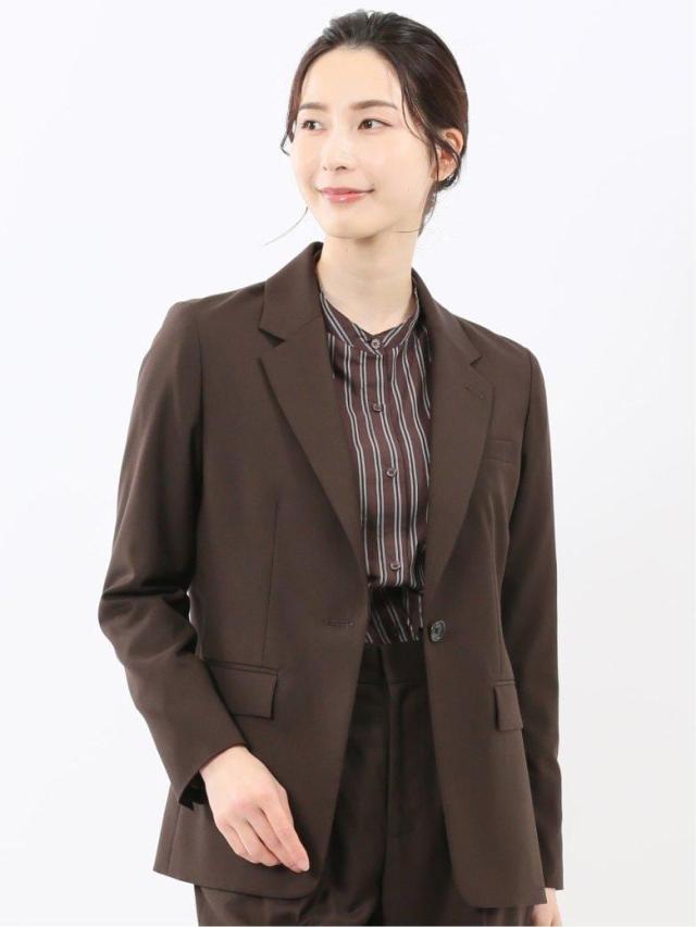 m．f．エディトリアル（m．f．editorial）/ウォッシャブル クリアツイル リラクシング 1ボタンジャケット こげ茶(セットアップ可能)