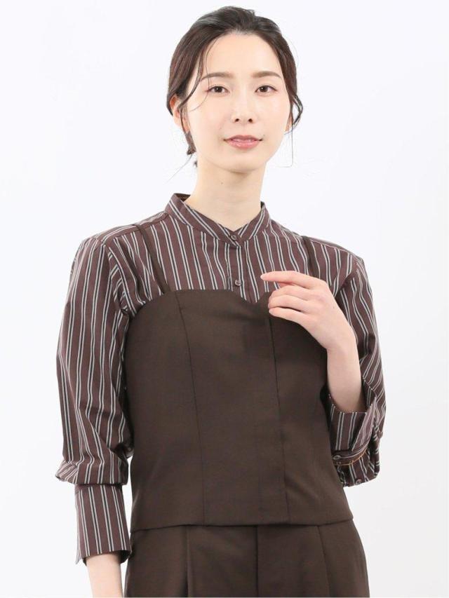 m．f．エディトリアル（m．f．editorial）/ウォッシャブル クリアツイル ビスチェ こげ茶(セットアップ可能)