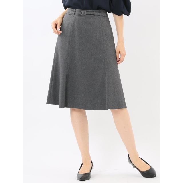 【NEW】m．f．エディトリアル（m．f．editorial）/ストレッチウォッシャブル ウール調 フレアースカート グレー(セットアップ可能)