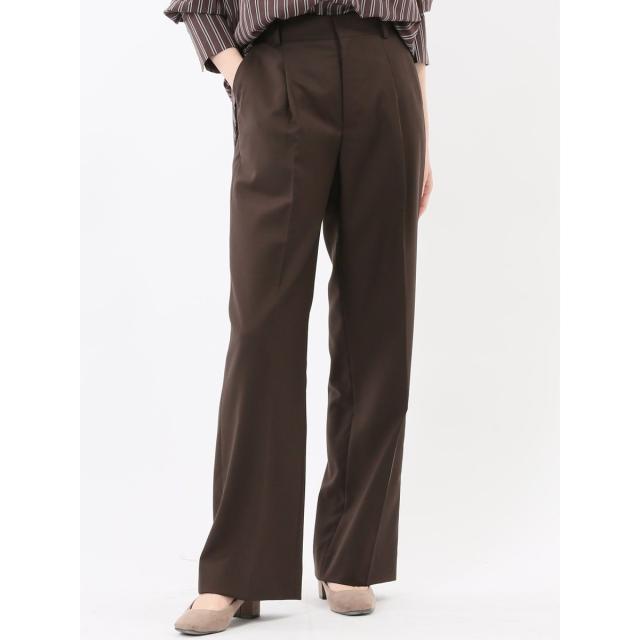 m．f．エディトリアル（m．f．editorial）/【ウォッシャブル】m．f．エディトリアル クリアツイル タックワイドパンツ 茶(セットアップ…