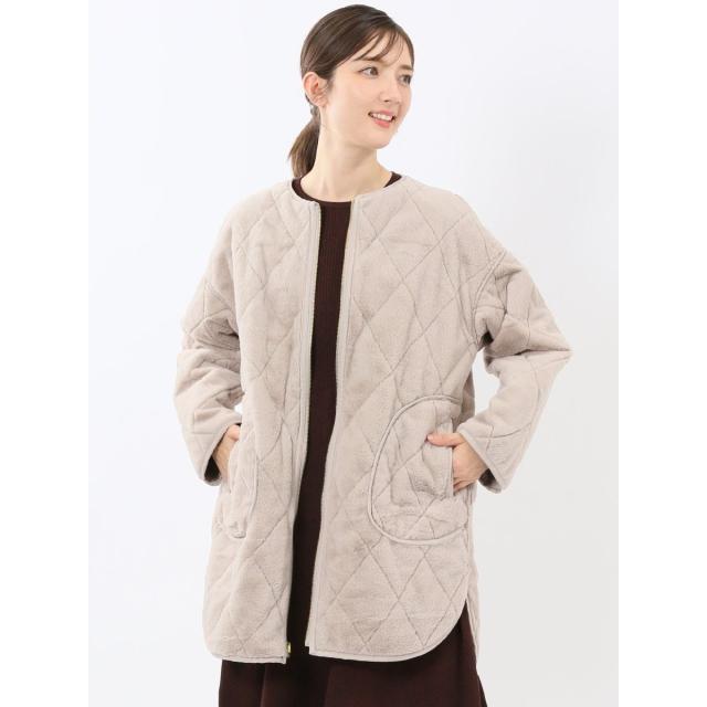 m．f．エディトリアル（m．f．editorial）/【リバーシブル ファー×キルト】m．f．エディトリアル ノーカラー ハーフ中綿ブルゾン