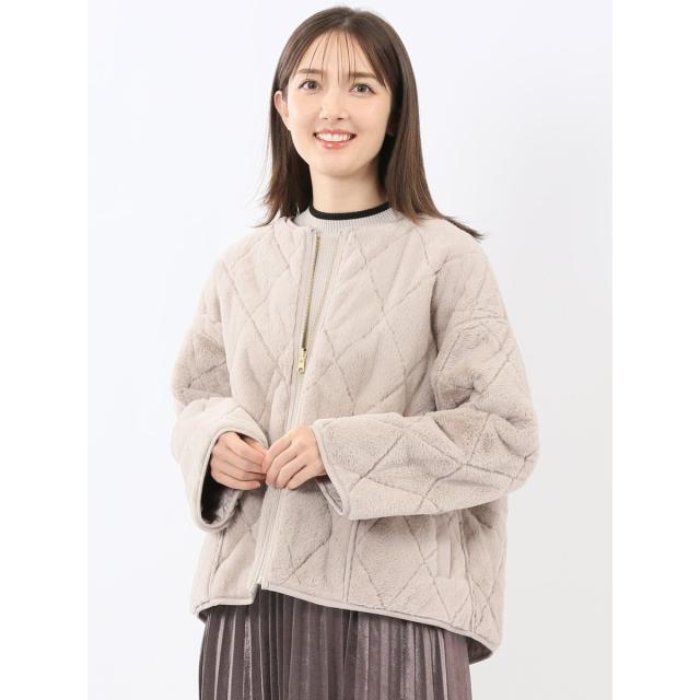 m．f．エディトリアル（m．f．editorial）/【リバーシブル ファー×キルト】m．f．エディトリアル ノーカラー ショート中綿ブルゾン