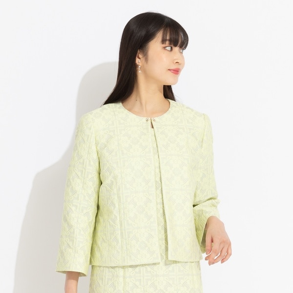 リリアンビューティ（Liliane Burty）/【セットアップ対応】フラワージャカードノーカラージャケット