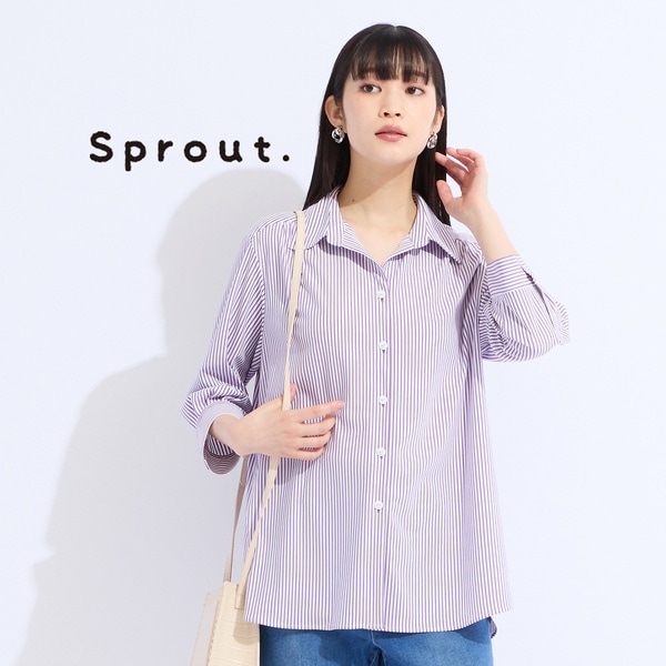 リリアンビューティ（Liliane Burty）/【Sprout．】ストライプトリコットブラウス