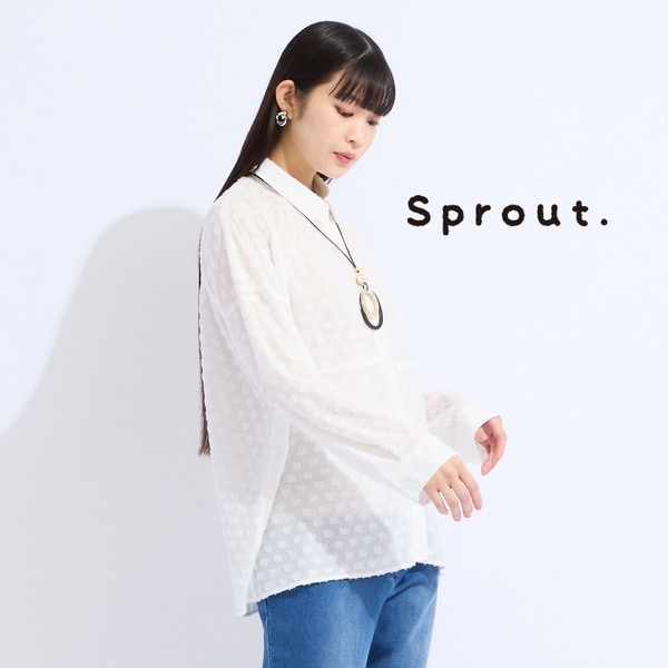 リリアンビューティ（Liliane Burty）/【L・3L】ドットカットジャカードブラウス