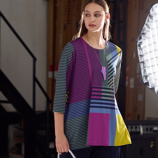 リリアンビューティ（Liliane Burty）/【M〜４L】ウォッシャブルマルチカラーボーダーTシャツ