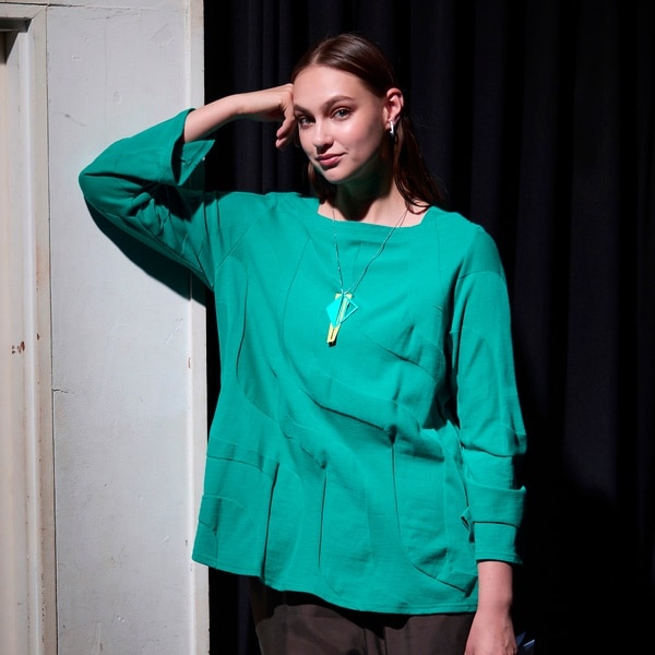 リリアンビューティ（Liliane Burty）/【M〜４L】ウォッシャブルリンクスジャカードTシャツ