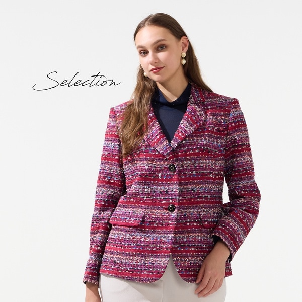 リリアンビューティ（Liliane Burty）/【11〜17号】米沢織フラッグモールツイードテーラードジャケット