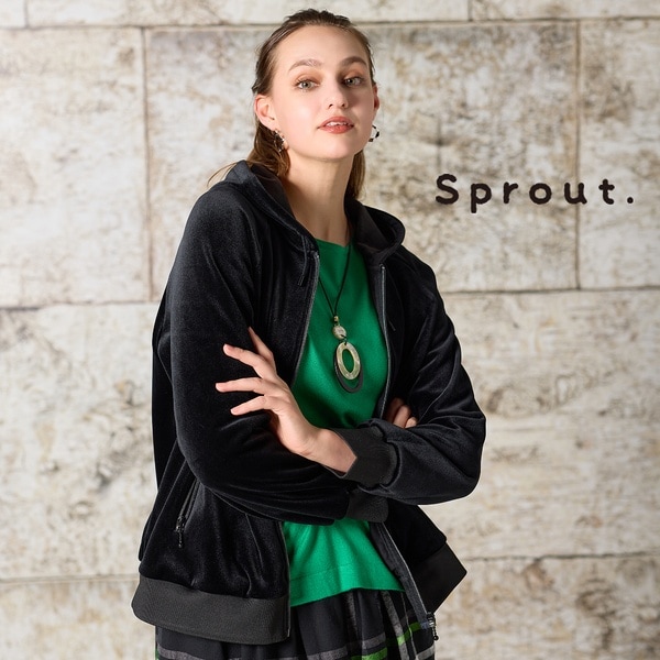 リリアンビューティ（Liliane Burty）/【M〜4L】ベロアボンディングジップアップパーカー