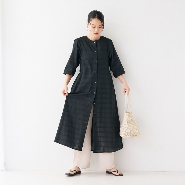 コレックス（collex）/＜手洗い可＞チェック織柄ガウンワンピース