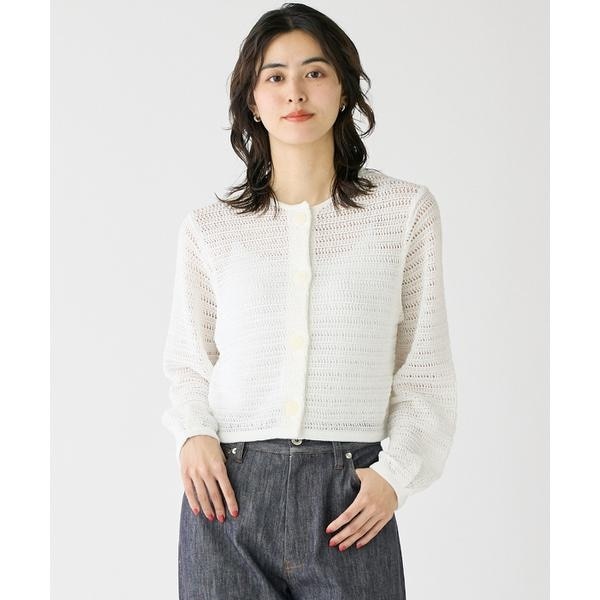 イッツインターナショナル（I．T．’S． international）/透かし柄クルーネックカーディガン