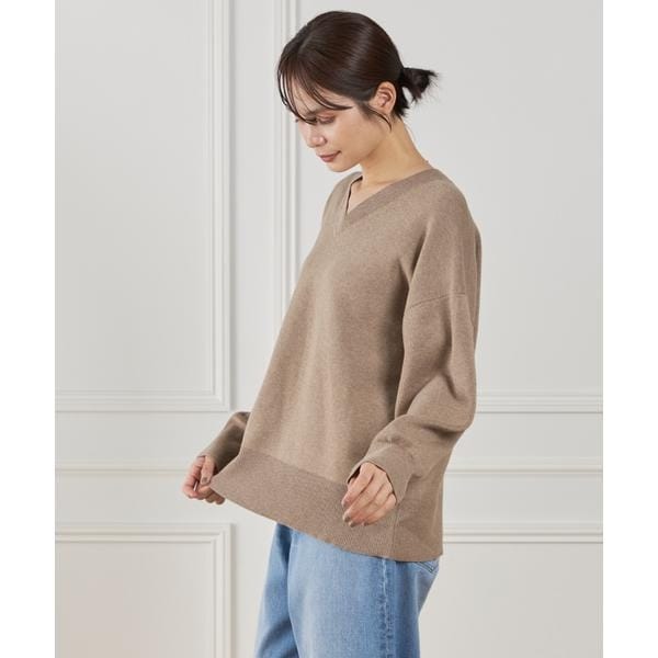 イッツインターナショナル（I．T．’S． international）/Vネックニットプルオーバー《Melty air organic cotton》