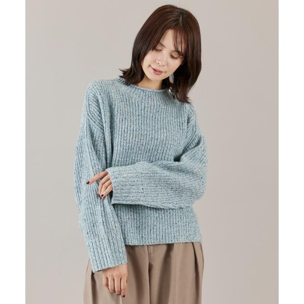 イッツインターナショナル（I．T．’S． international）/カラーネップ畦編みロールネックプルオーバー