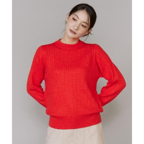 【NEW】イッツインターナショナル（I．T．’S． international）/ケーブル柄アルパカニットプルオーバー