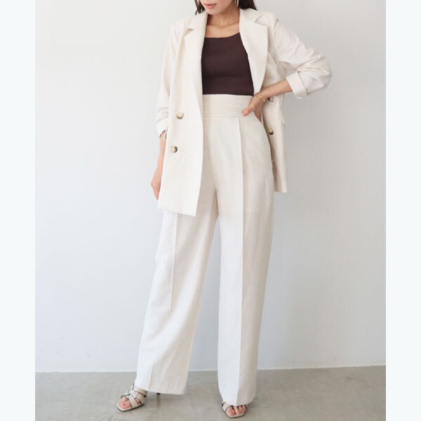 アンビエント（AMBIENT）/リネンライクウエストマークストレートパンツ