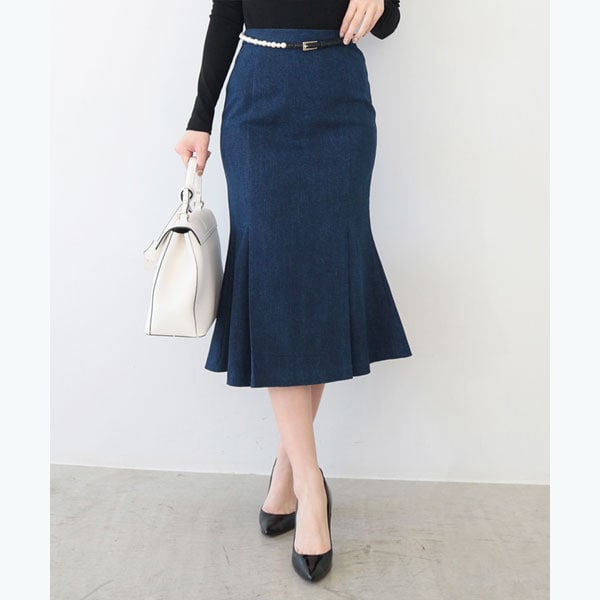 アンビエント（AMBIENT）/ストレッチデニムボックスタックマーメイドスカート