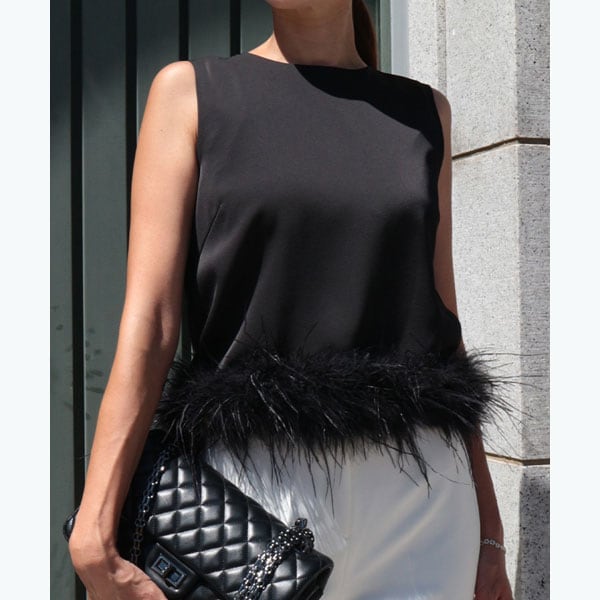 アンビエント（AMBIENT）/フェザートリムノースリーブトップス