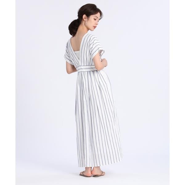 イネド/Vネックストライプワンピース