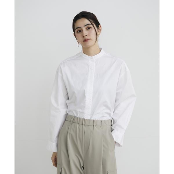 イネド（INED）/ショート丈バンドカラーシャツ