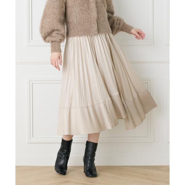 イネド（INED）/《大きいサイズ》ダイヤモンド加工プリーツスカート