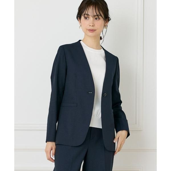 イネド（INED）/《大きいサイズ》綿麻ノーカラージャケット