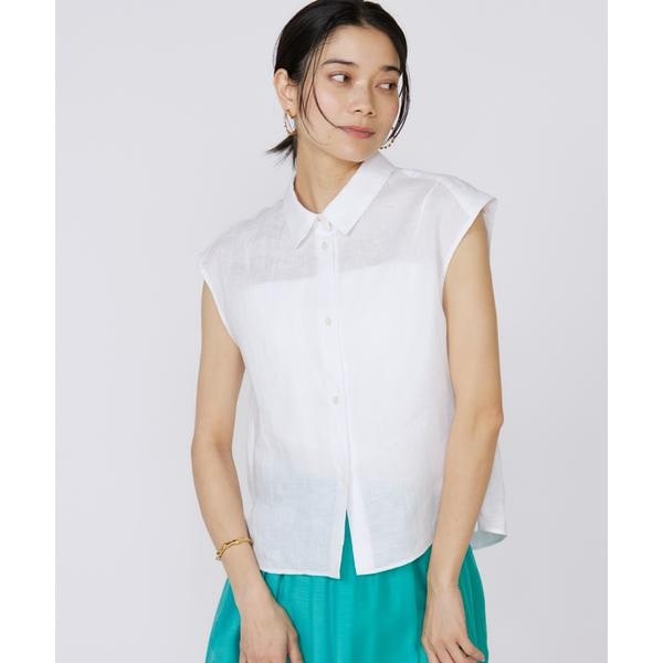 イネド（INED）/リネンフレンチスリーブシャツブラウス