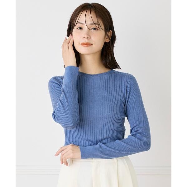 イネド（INED）/《大きいサイズ》ホールガーメントクルーネックリブニット《Cuoo》