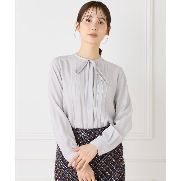 イネド（INED）/《大きいサイズ》ピンタックボウタイブラウス