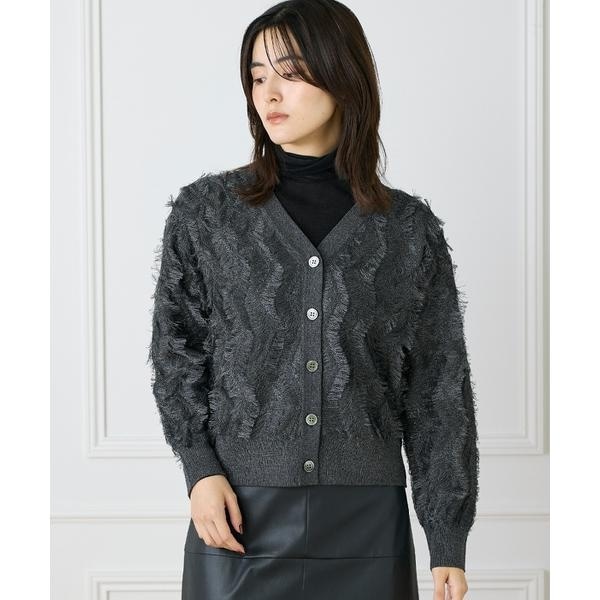 イネド（INED）/《大きいサイズ》フリンジVネックカーディガン