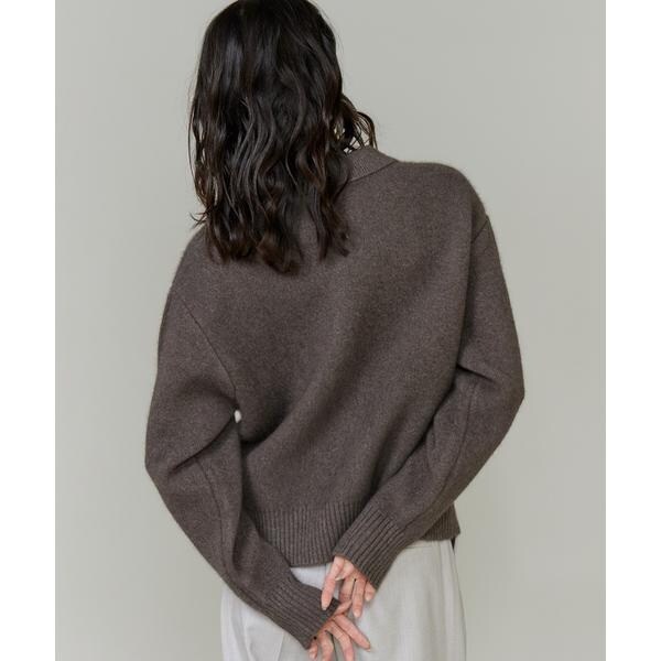 イネド（INED）/フォックスブレンド襟付きジップカーディガン《YVON》