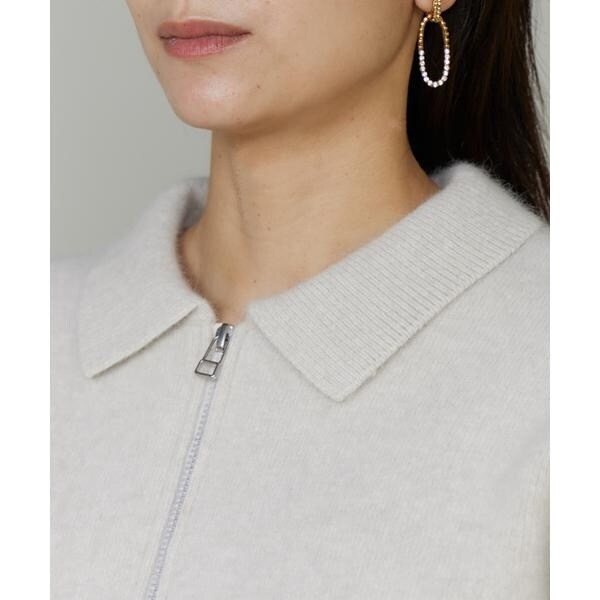 イネド（INED）/フォックスブレンド襟付きジップカーディガン《YVON》