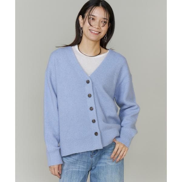 イネド（INED）/《大きいサイズ》チャイニーズラクーンVネックカーディガン