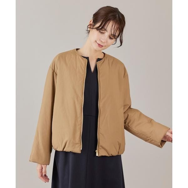 イネド（INED）/《大きいサイズ》ノーカラー中綿ブルゾン