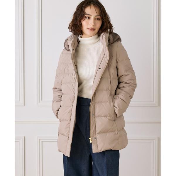 【NEW】イネド（INED）/《大きいサイズ》ミドル丈 フェイクファーフードミドルダウンコート《WEB