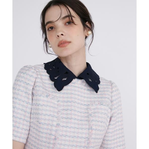 マーリエ ル カセット（Maglie le cassetto）/ヴィンテージ風レース刺しゅう付け衿