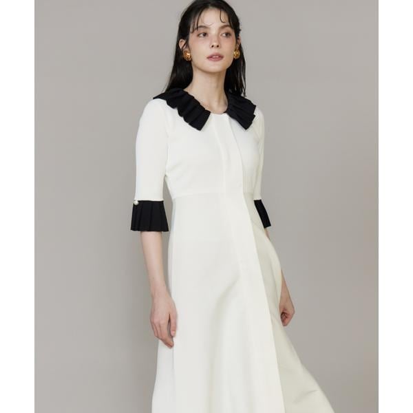 マーリエ ル カセット（Maglie le cassetto）/《M Maglie le cassetto×冨張愛》華やかプリーツ今どきモードニットワンピース