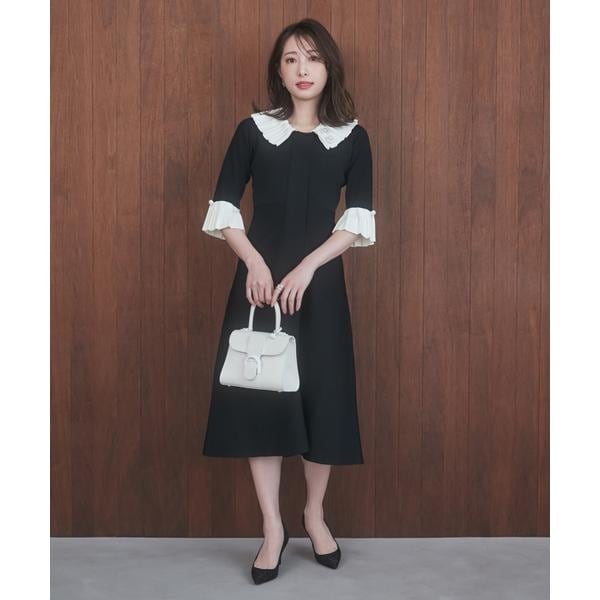 マーリエ ル カセット（Maglie le cassetto）/《大きいサイズ》華やかプリーツ今どきモードニットワンピース《M Maglie l