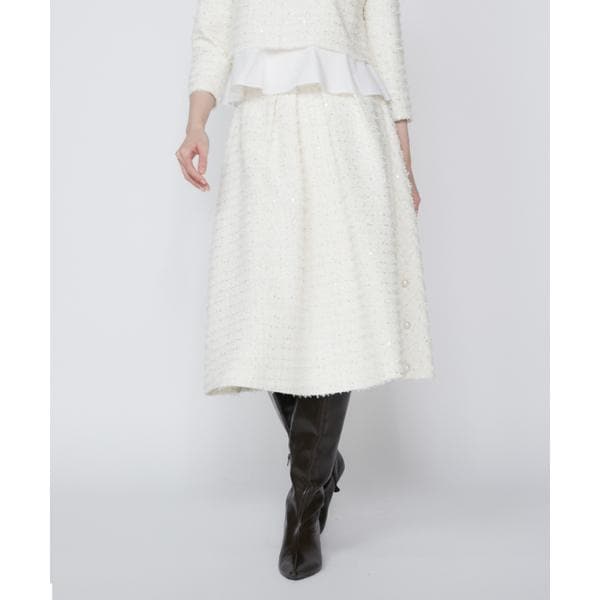 マーリエ ル カセット（Maglie le cassetto）/《M Maglie le cassetto》ラメスパンコールツイードスカート