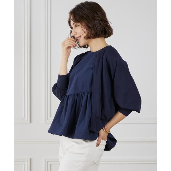 マーリエ ル カセット（Maglie le cassetto）/《大きいサイズ》フリルスリーブジップカーディガン