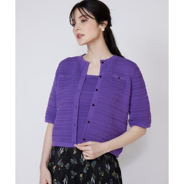 マーリエ ル カセット（Maglie le cassetto）/《大きいサイズ》ピンタック柄ニットジャケット