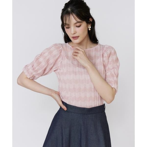 マーリエ ル カセット（Maglie le cassetto）/《大きいサイズ》透かしボーダーニット