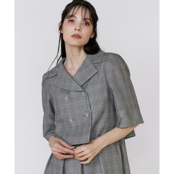 マーリエ ル カセット（Maglie le cassetto）/《大きいサイズ》グレンチェックミニマムジャケット